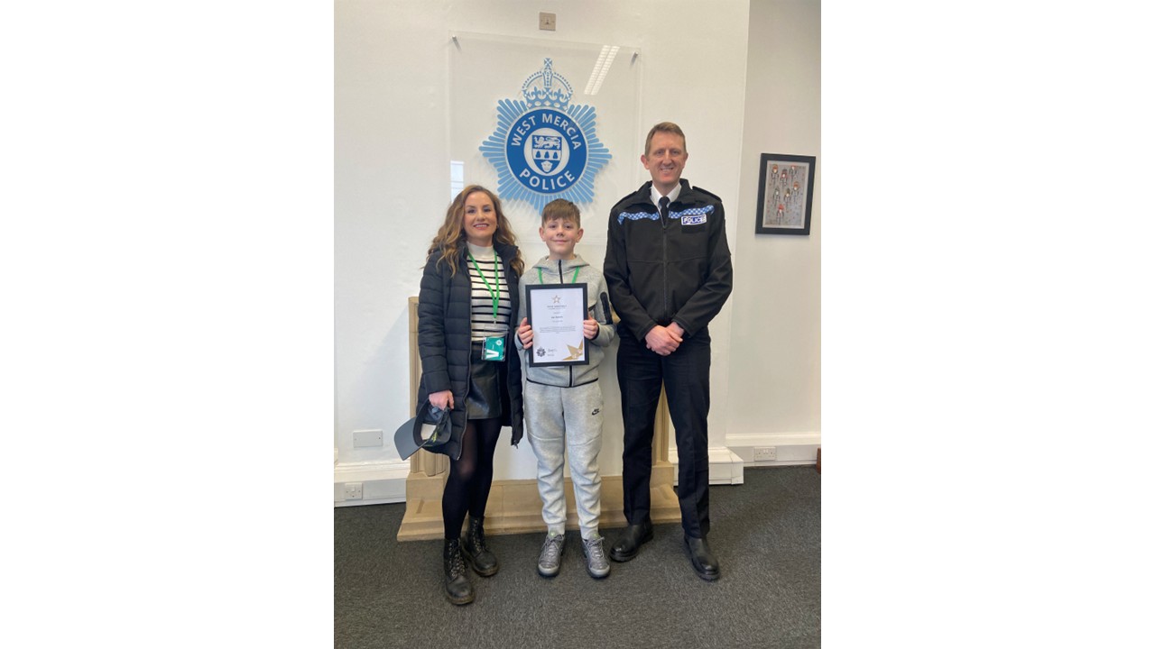 12-year-old boy receives Chief's Commendation | West Mercia Police